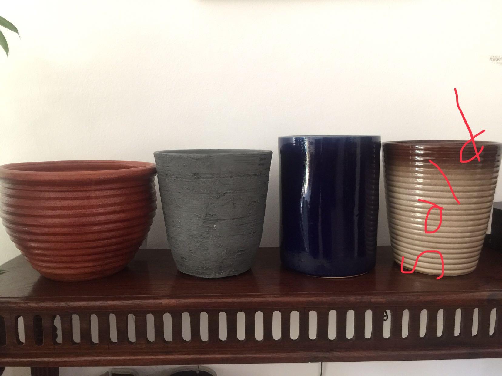 Unique shape & size of colorful pots (3 pcs), Furniture & Home Living ...