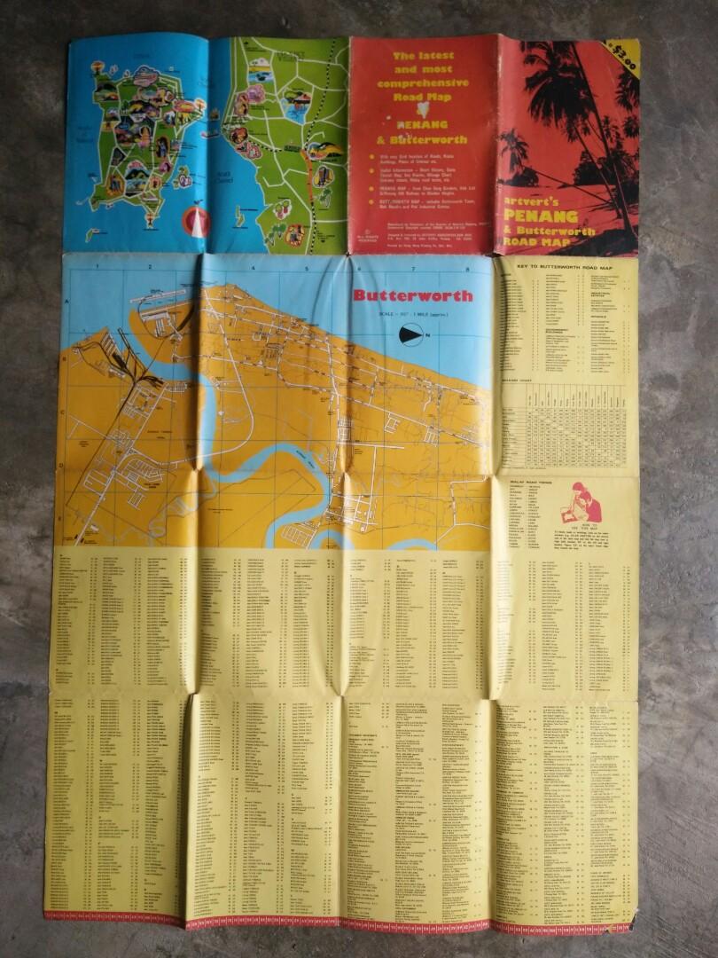 VINTAGE MAP PETA LAMA PENANG, Hobbies & Toys, Collectibles ...