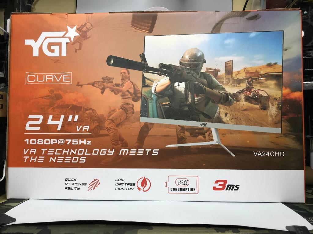 YGT 24" CURVE 1080p 75hz 3ms VA24CHD, Computers & Tech, Parts ...