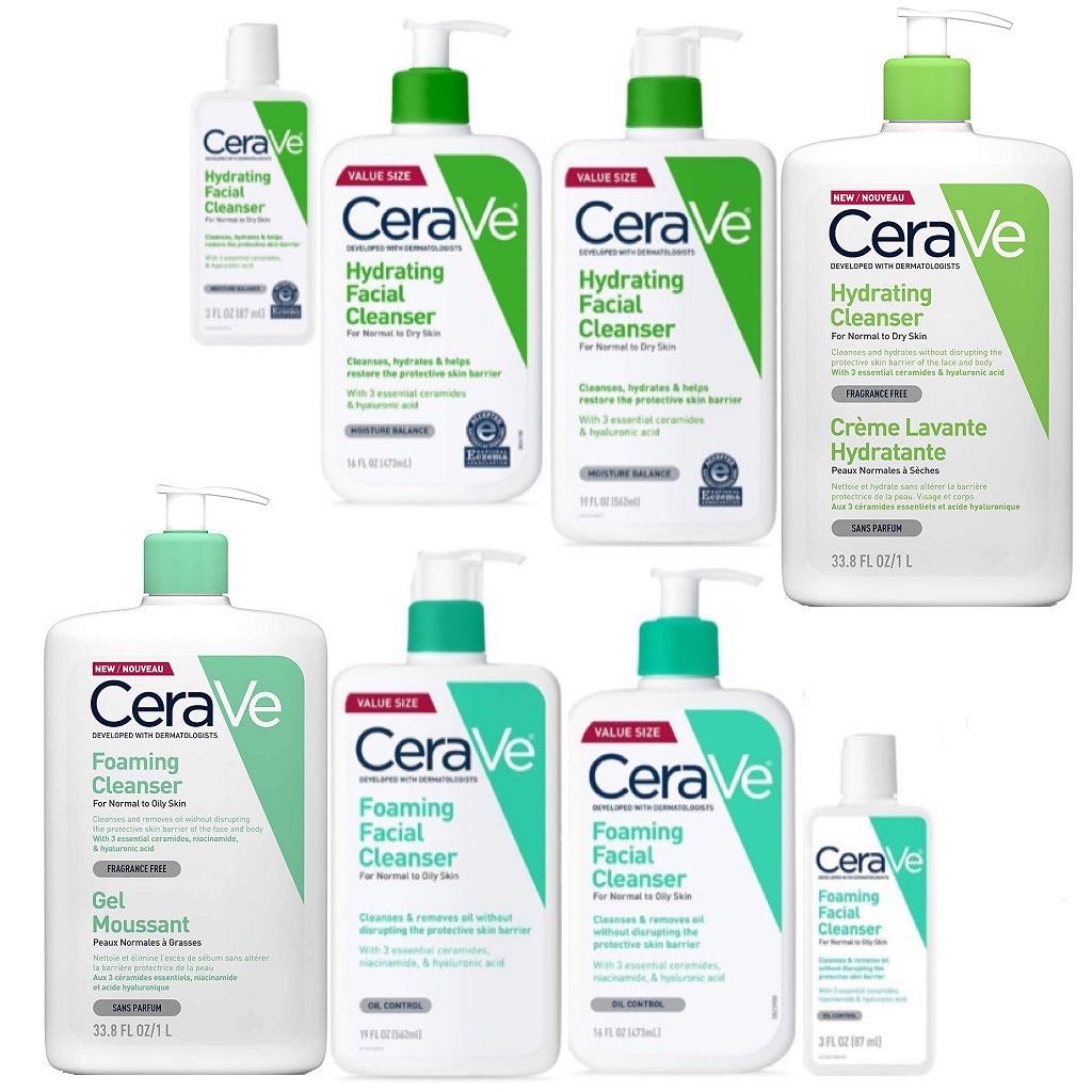 3 SIZES: CeraVe Hydrating / Foaming Facial Cleanser Face Wash, Beauty ...