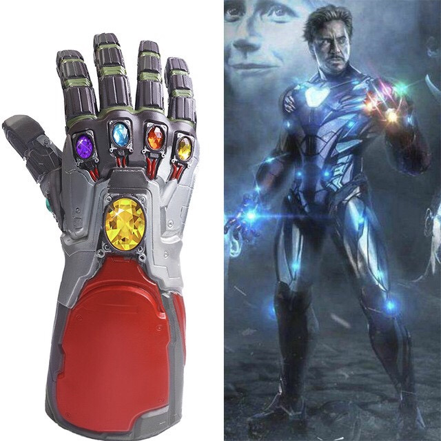 Avengers 4 Endgame Silver/Red Infinity Gauntlet LED Latex Iron Man ...