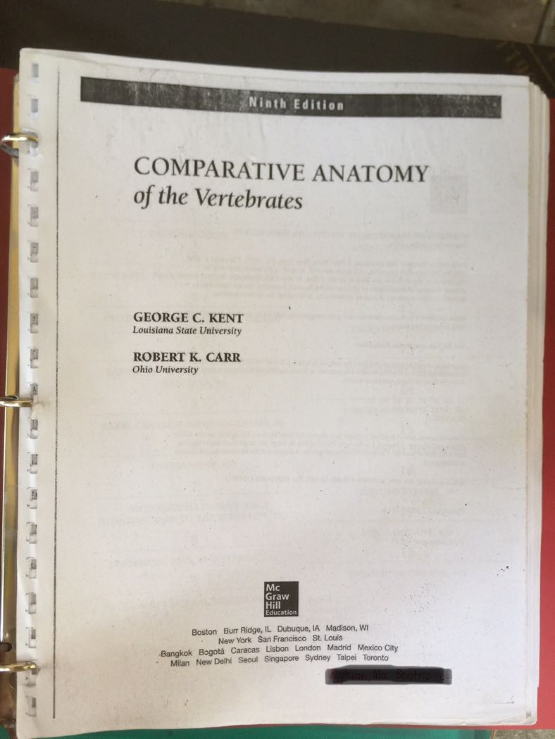 Comparative Anatomy of the Vertebrates (9th Edition) by Kent and Carr ...