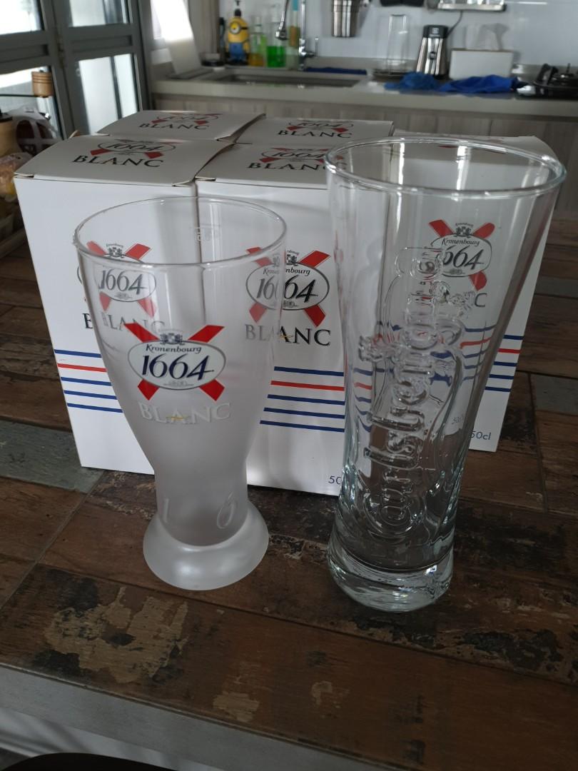 Kronenbourg 1664 Blanc & Carlsberg beer glass, Everything Else on Carousell