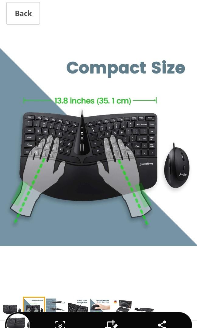 Perixx PERIDUO-406, Wired Mini Ergonomic Split Keyboard and Vertical ...