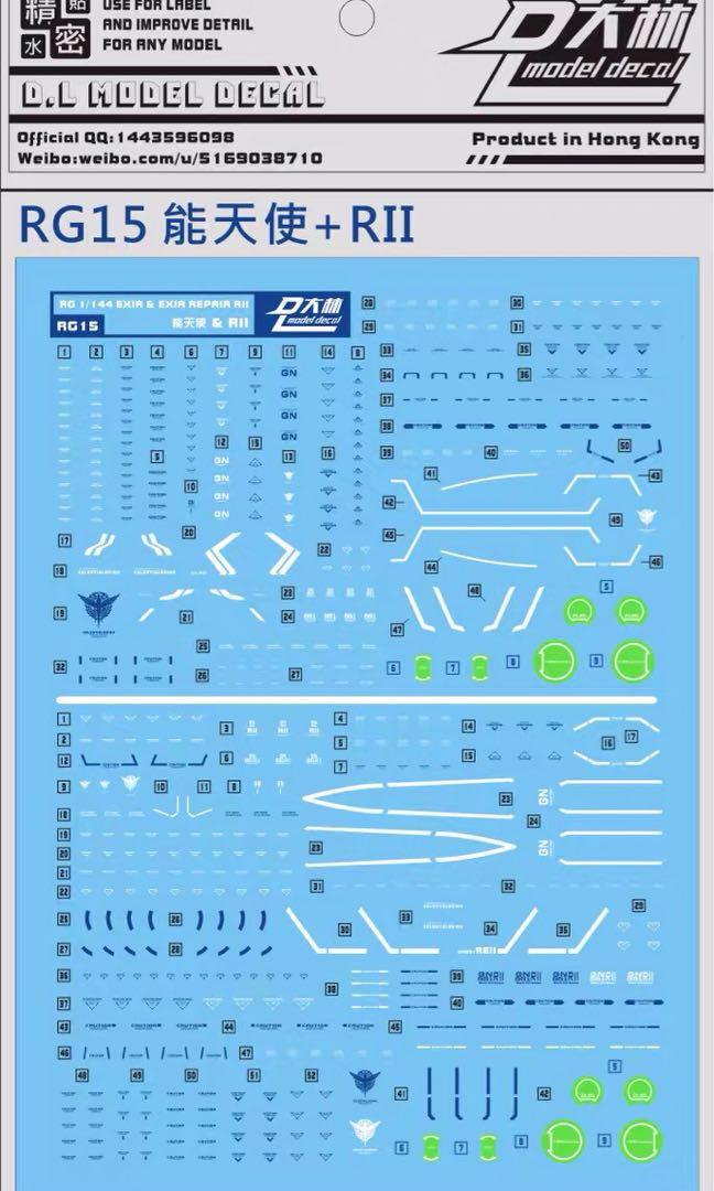 [DL] RG Exia R1 + R2 Gundam Waterslide Decal 1/144 Repair by Dalin ...