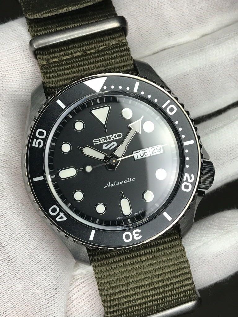 Seiko 5 SRPD65K4 Automatic 100m Water Resistant Black Dial Black Hard ...