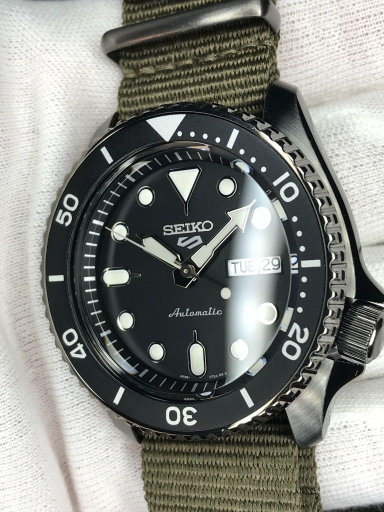 Seiko 5 SRPD65K4 Automatic 100m Water Resistant Black Dial Black Hard ...