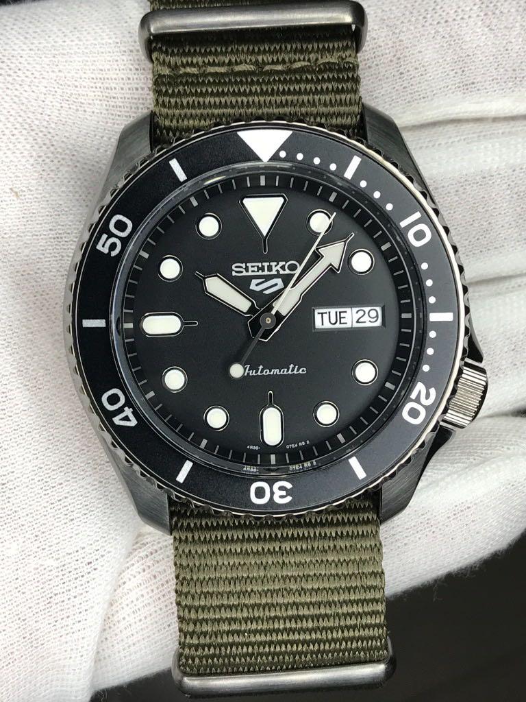 Seiko 5 SRPD65K4 Automatic 100m Water Resistant Black Dial Black Hard ...