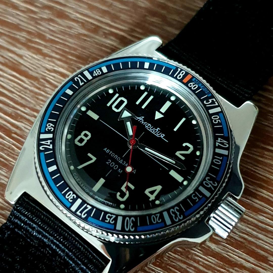Vostok Amphibia "Aviator Flieger Pilot dial" Diver 200 metres. Blue ...