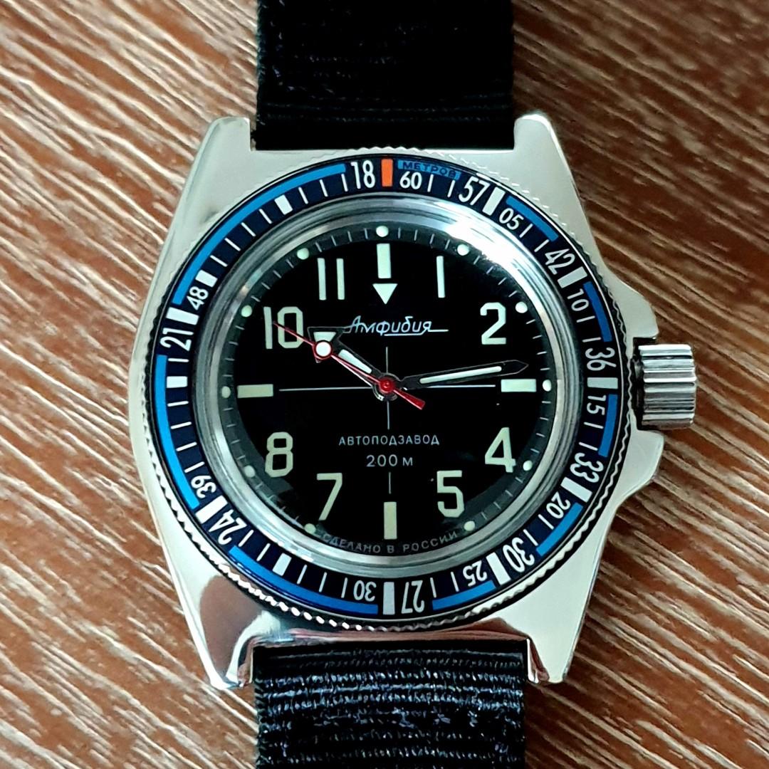 Vostok Amphibia "Aviator Flieger Pilot dial" Diver 200 metres. Blue ...