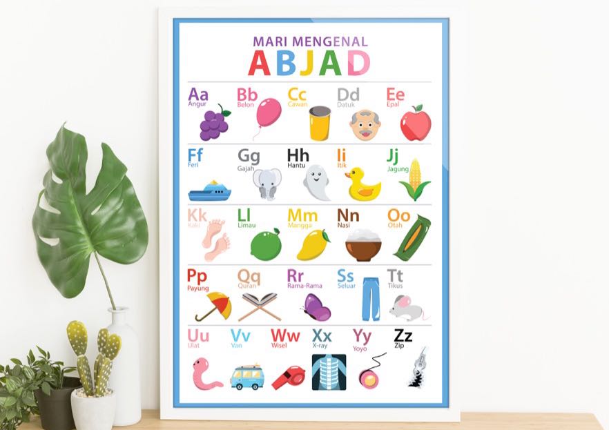 ABC Alphabet Poster Flashcards, English, Malay, Arabic multi language ...