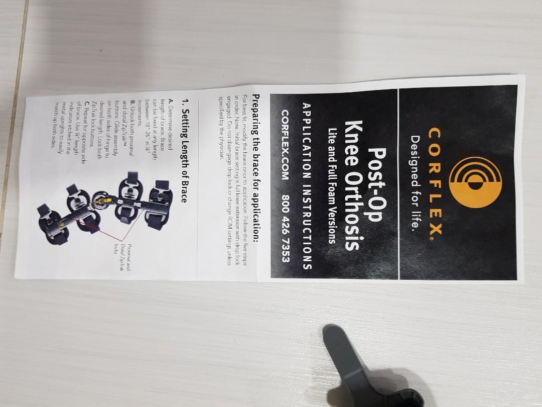 Corflex Contender post-op knee brace lite, Health & Nutrition, Braces ...