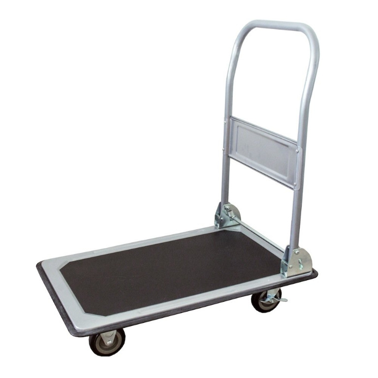 DIRECT DELIVERY Foldable Flatbed Push Cart Black Rubber Metal Tray ...