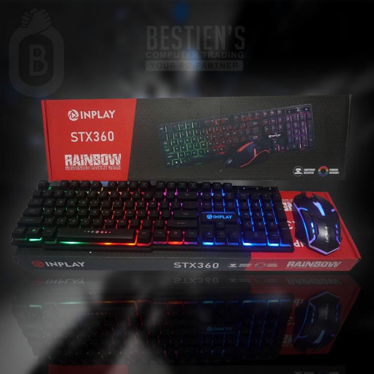 INPLAY STX360 RAINBOW/ RGB SUSPENDED BACKLIGHT GAME KEYBOARD AND MOUSE ...