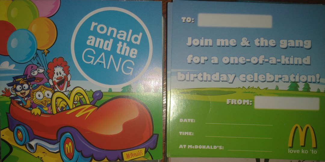 Invitation Cards Ronald and the Gang 17pcs, Tickets & Vouchers, Store ...
