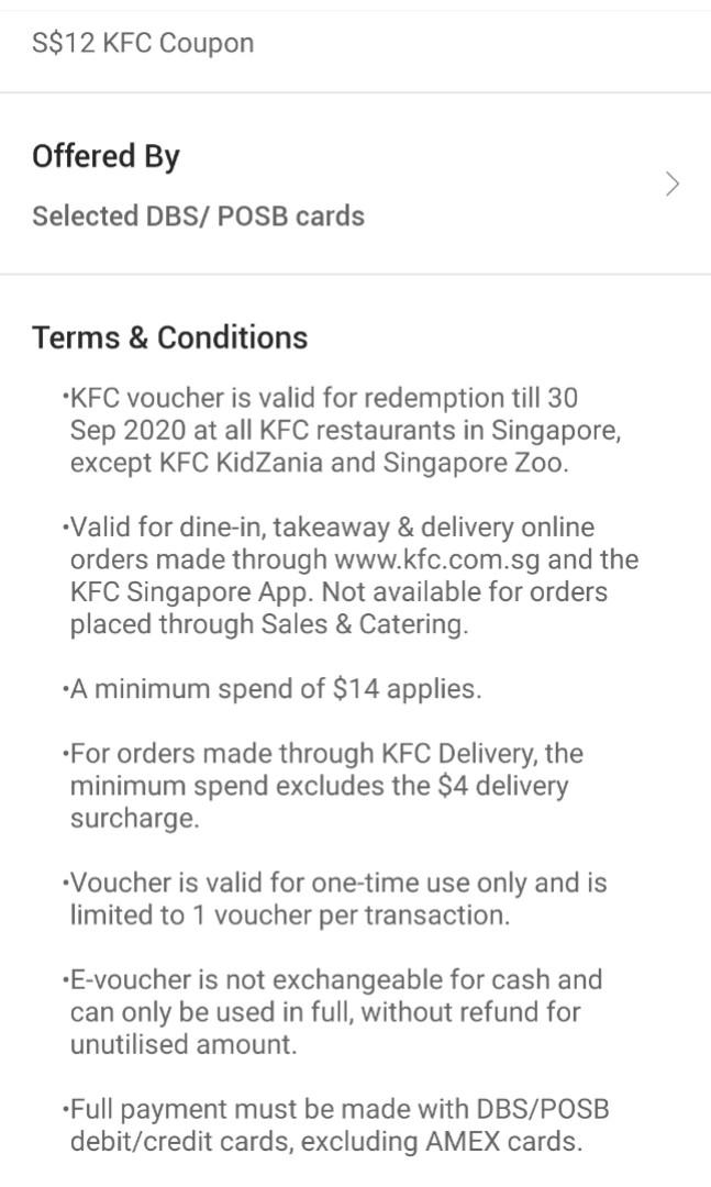 Kfc voucher, Tickets & Vouchers, Vouchers on Carousell