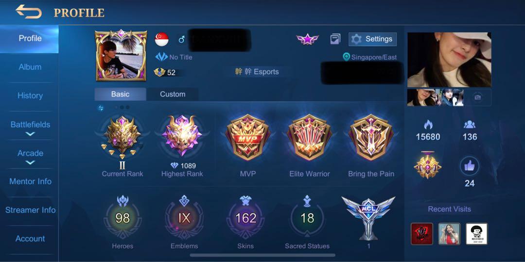 Mobile Legends/ML/MLBB Account, Video Gaming, Gaming Accessories, Game ...