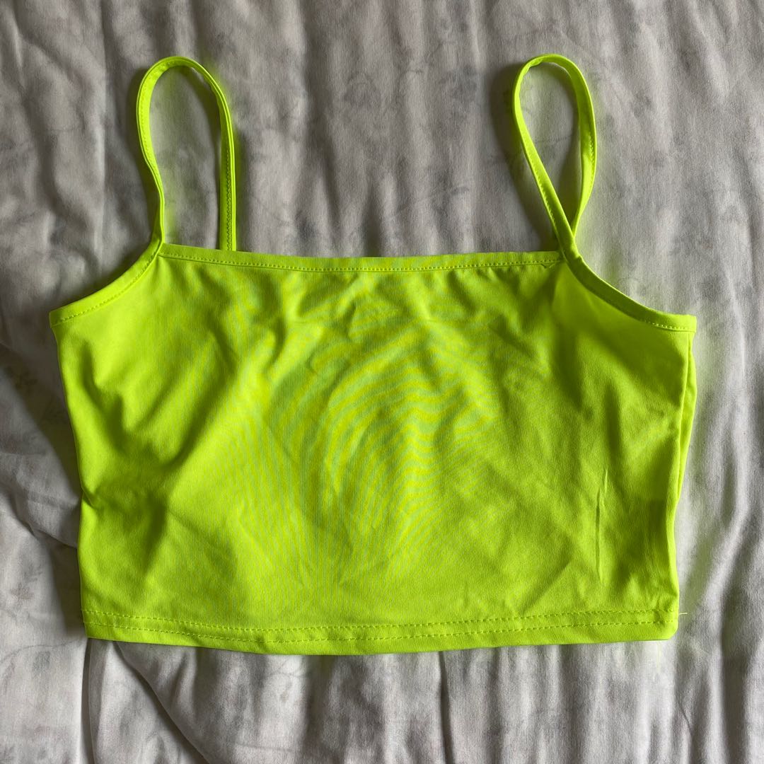 neon green crop top, Women's Fashion, Tops, Sleeveless on Carousell