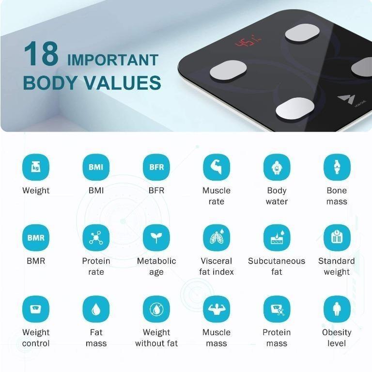 O1012 BN Bathroom Scales, Hosome Bluetooth Body Fat Scale Body ...