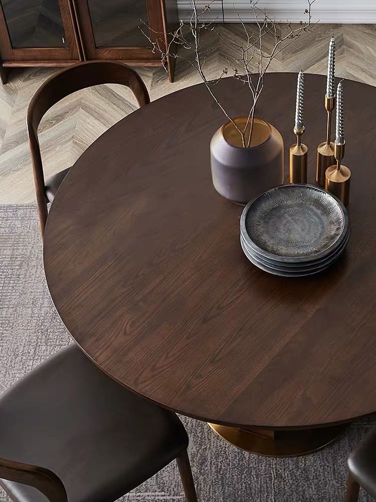 Oak Wood Round Dining Table, Furniture & Home Living, Furniture, Tables ...