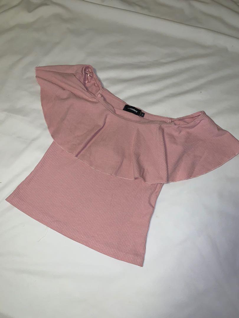 Pink Off Shoulder Top, Women's Fashion, Tops, Sleeveless on Carousell