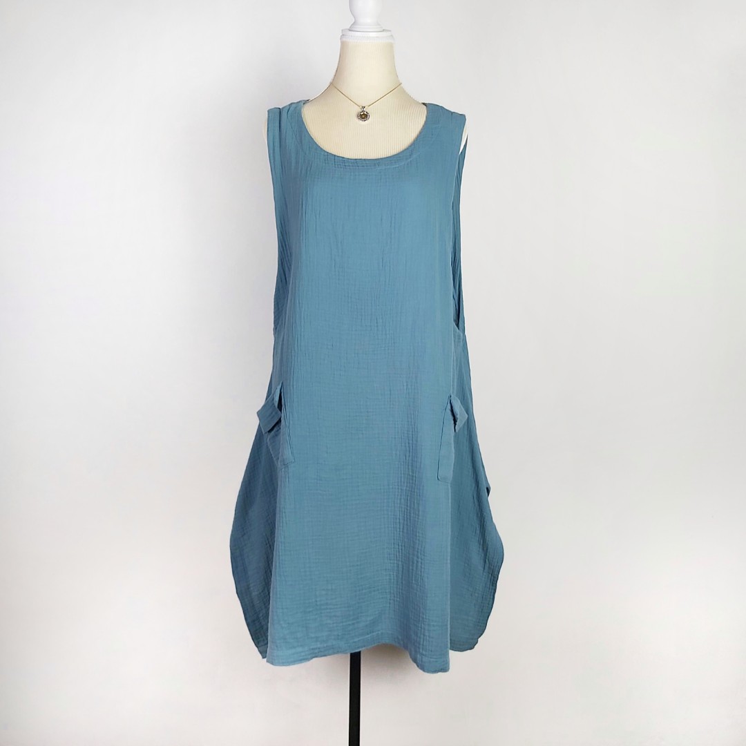 Slate blue apron dress, Women's Fashion, Dresses & Sets, Dresses on ...