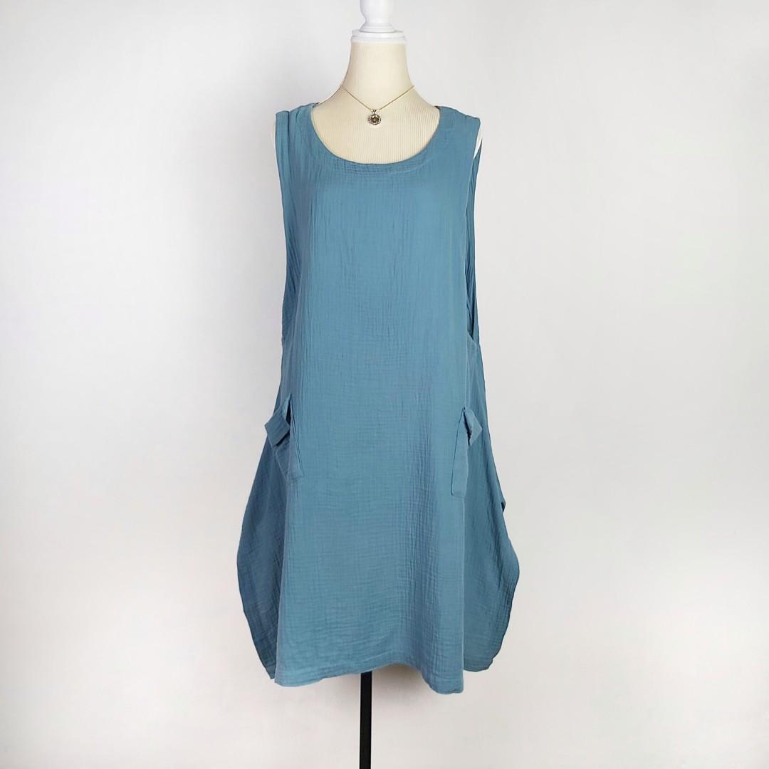 Slate blue apron dress, Women's Fashion, Dresses & Sets, Dresses on ...