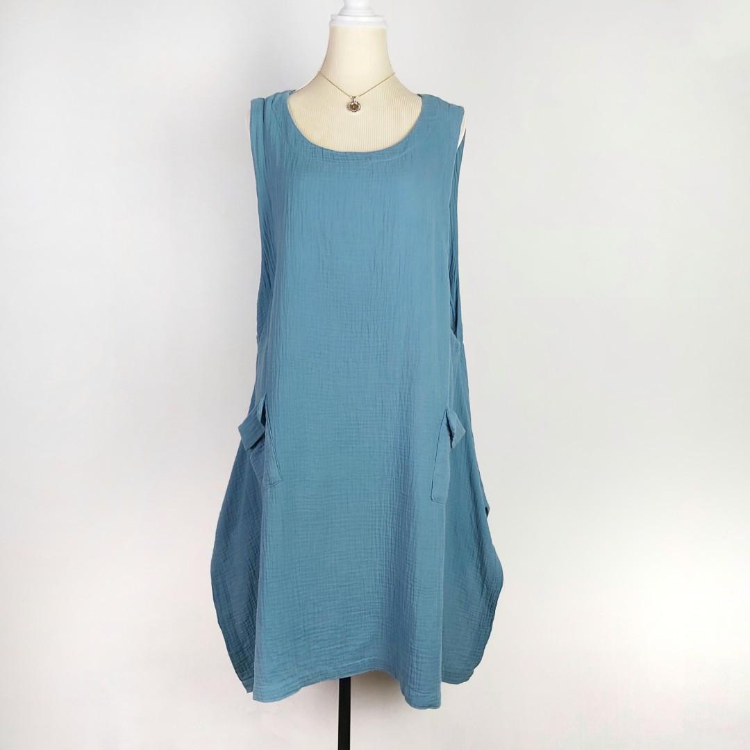Slate blue apron dress, Women's Fashion, Dresses & Sets, Dresses on ...