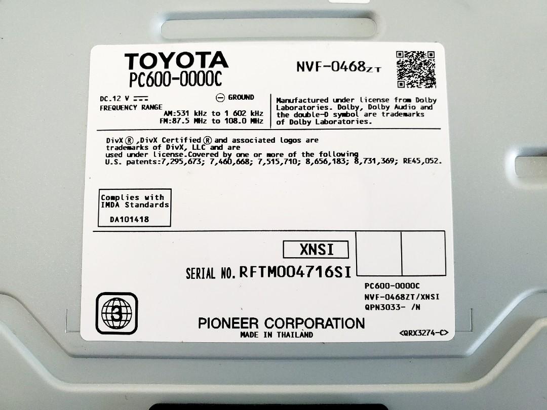 Toyota (Pioneer) HU 2DIN (PC600-0000C), Car Accessories, Accessories on ...