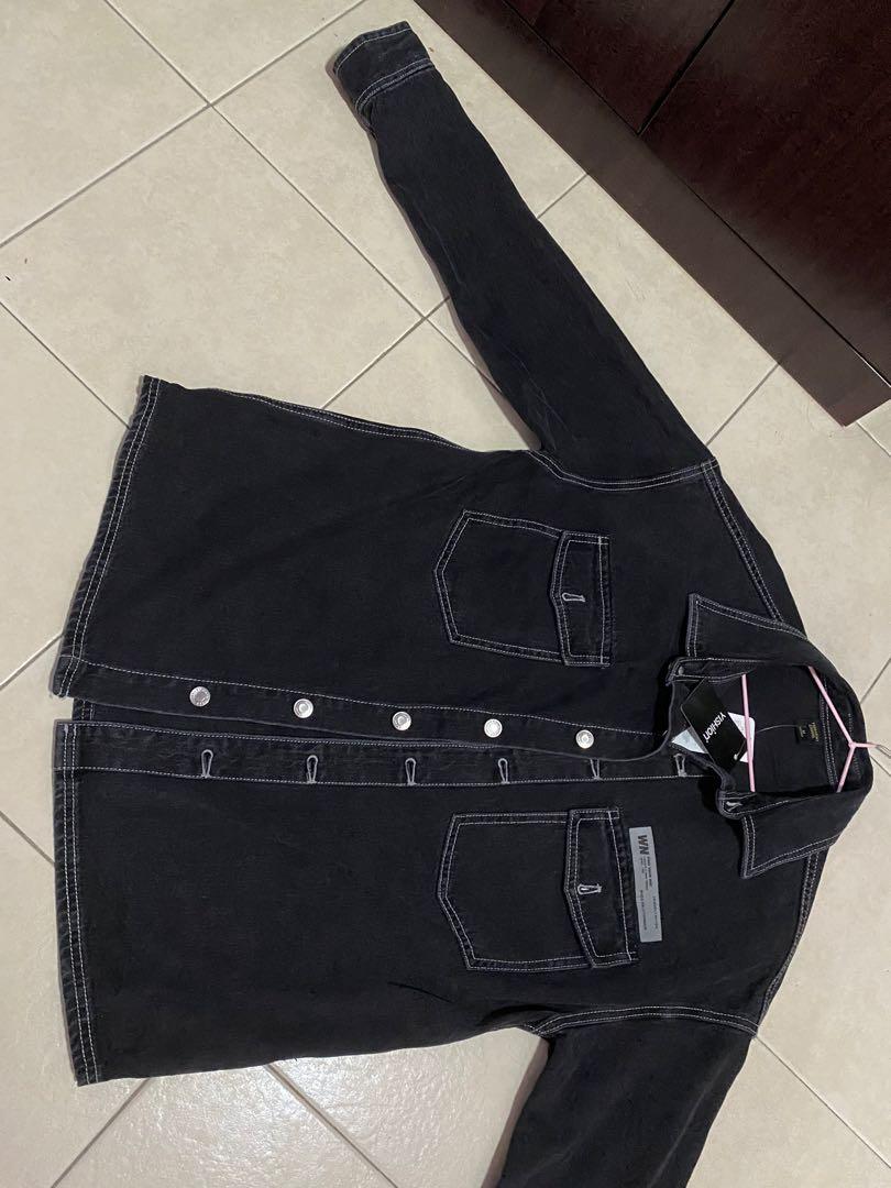 YISHION Black Denim Jacket, Men's Fashion, Coats, Jackets and Outerwear on Carousell