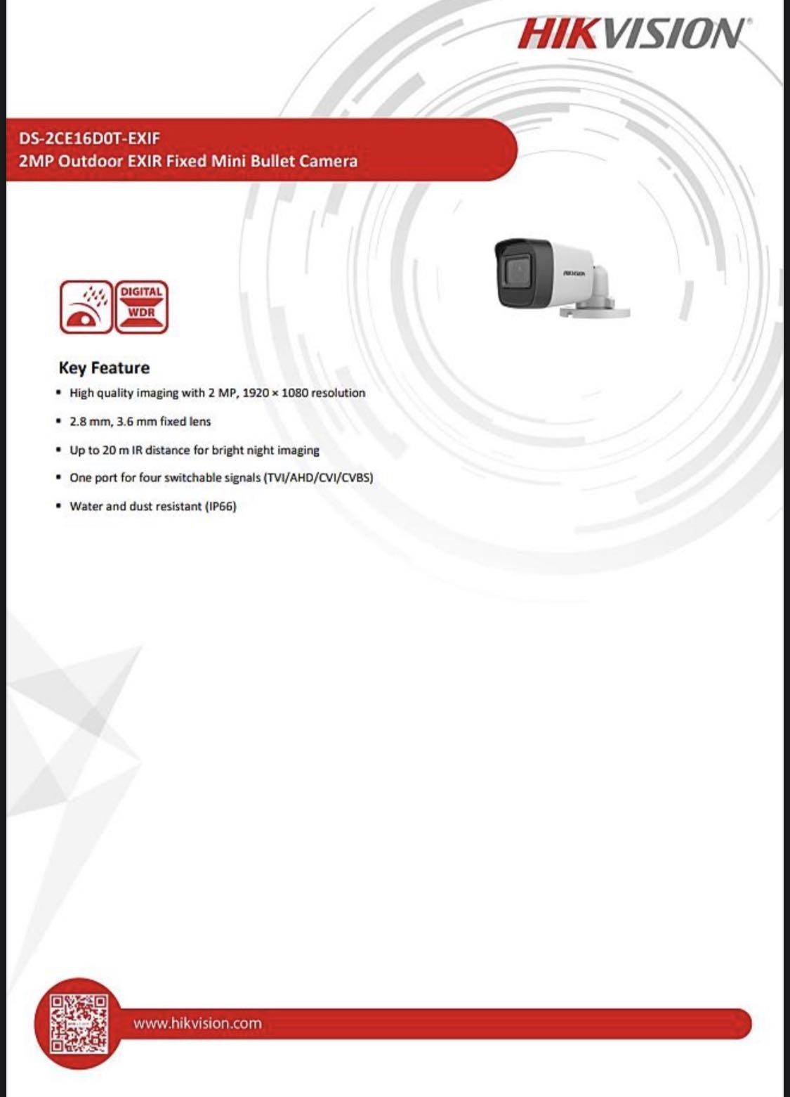 4CH HIKVISION 4 Camera 2MP/4MP/5MP/8MP Package [Full-HD 1080P Dome ...