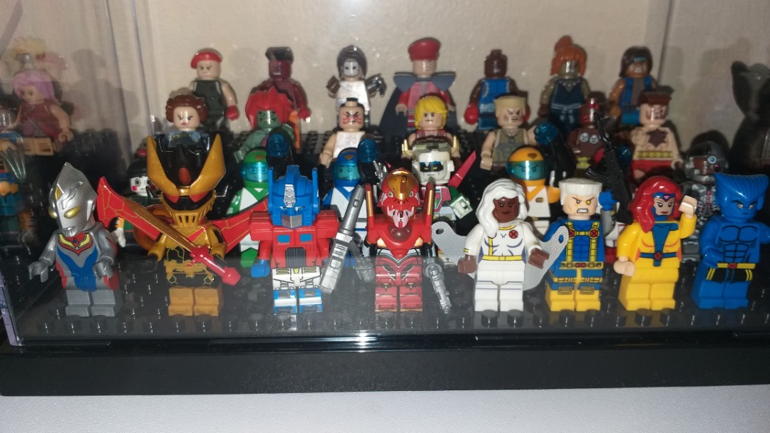 Lego figures set with display case (Street Fighter Voltron Godmars ...