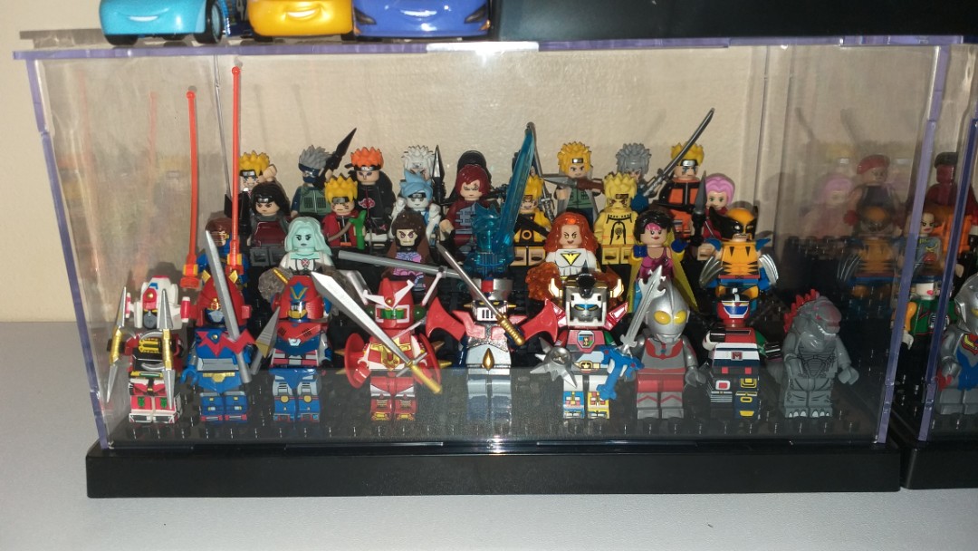 Lego figures set with Display Case (Naruto Xmen Ultra man Godzilla ...