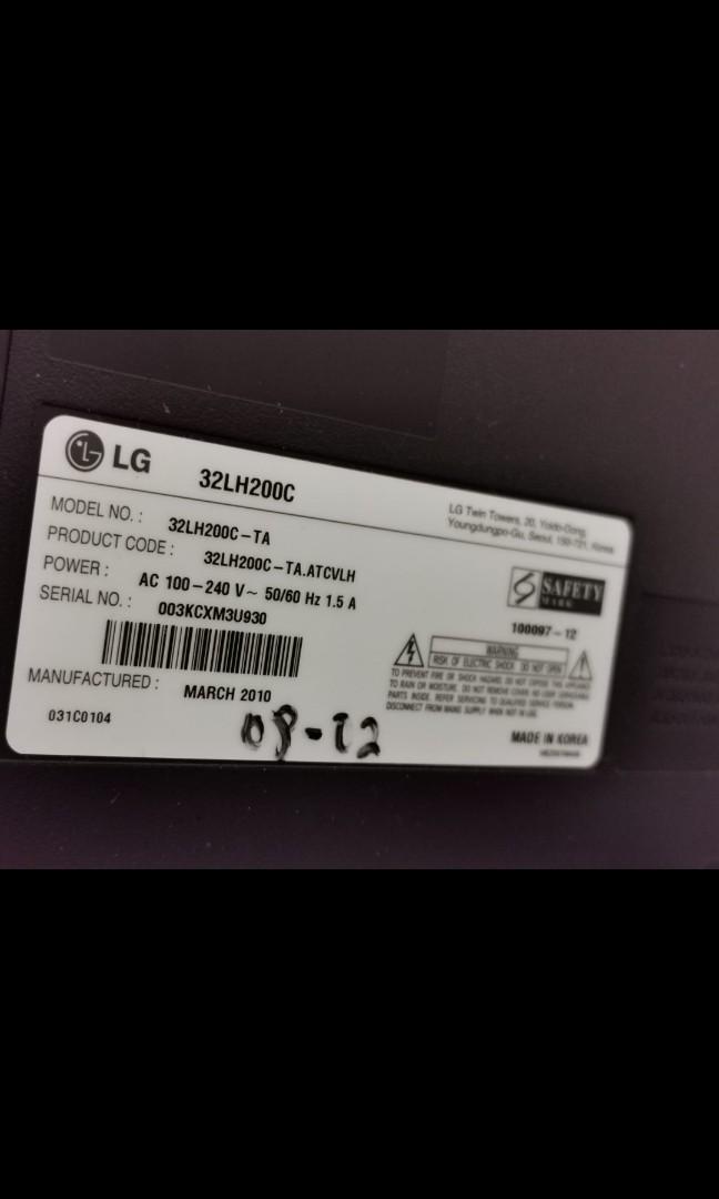 Lg lcd TV 32 inch 32lh200c, TV & Home Appliances, TV & Entertainment ...