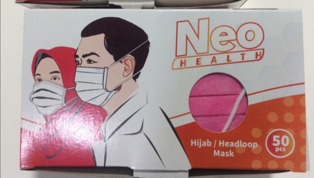 PINKY NEO HIJAB HEADLOOP MASK, Health & Nutrition, Face Masks & Face ...