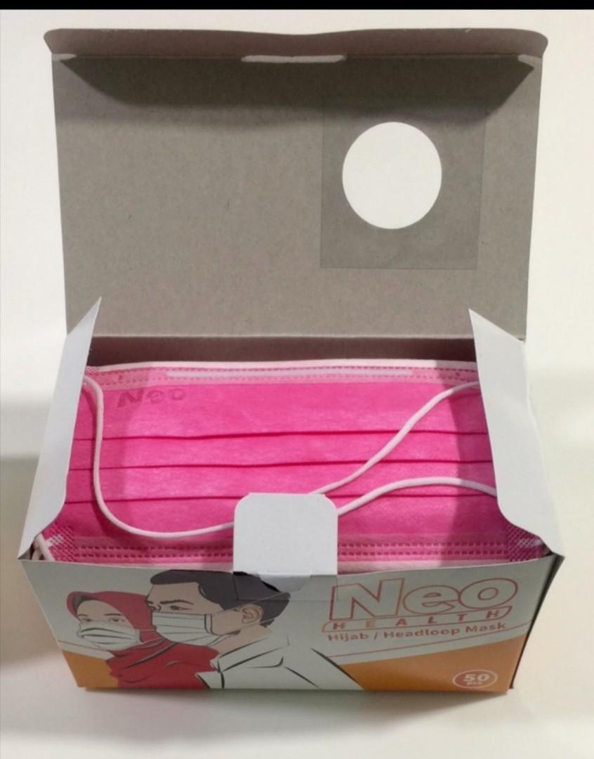 PINKY NEO HIJAB HEADLOOP MASK, Health & Nutrition, Face Masks & Face ...