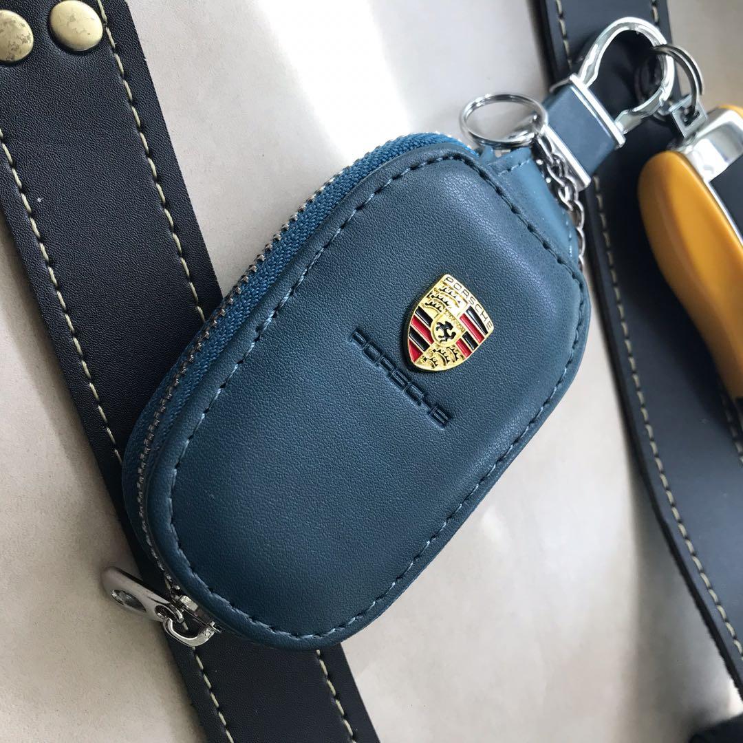 New Porsche keychain pouch with gold logo emblem for Macan cayenne ...