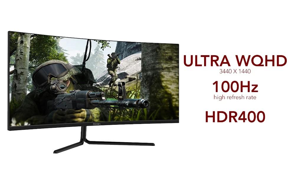PRISM+ X340 PRO 34" Ultrawide 1500R Curved Monitor 3440x1440 100hz ...