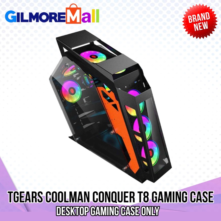 TGEARS Coolman Conquer T8 Tempered Glass Desktop Gaming Case Mid Tower ...