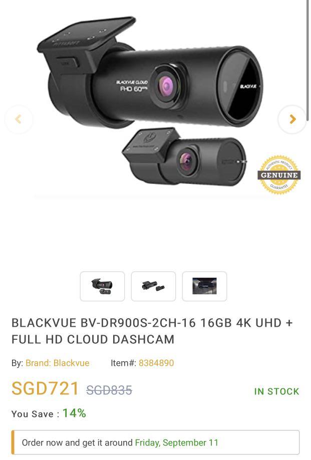 BlackVue DR900S-2CH 4K UHD+FULL HD with WiFi & Cloud Dash Cam, Car Accessories, Accessories on ...