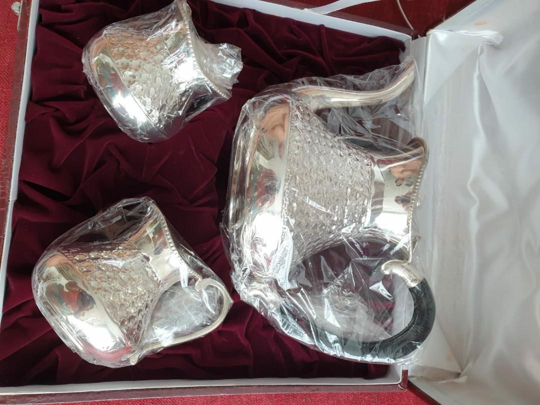 Brand New Pure Silver Tea set, Furniture & Home Living, Kitchenware ...