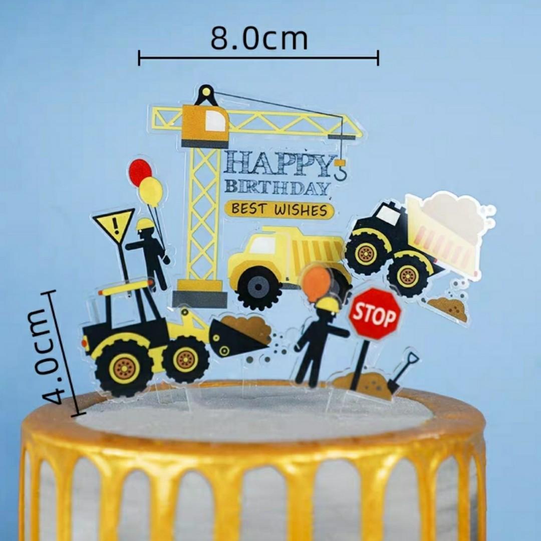 FULL SET Construction/Builder theme cake toppers | Birthday theme ...