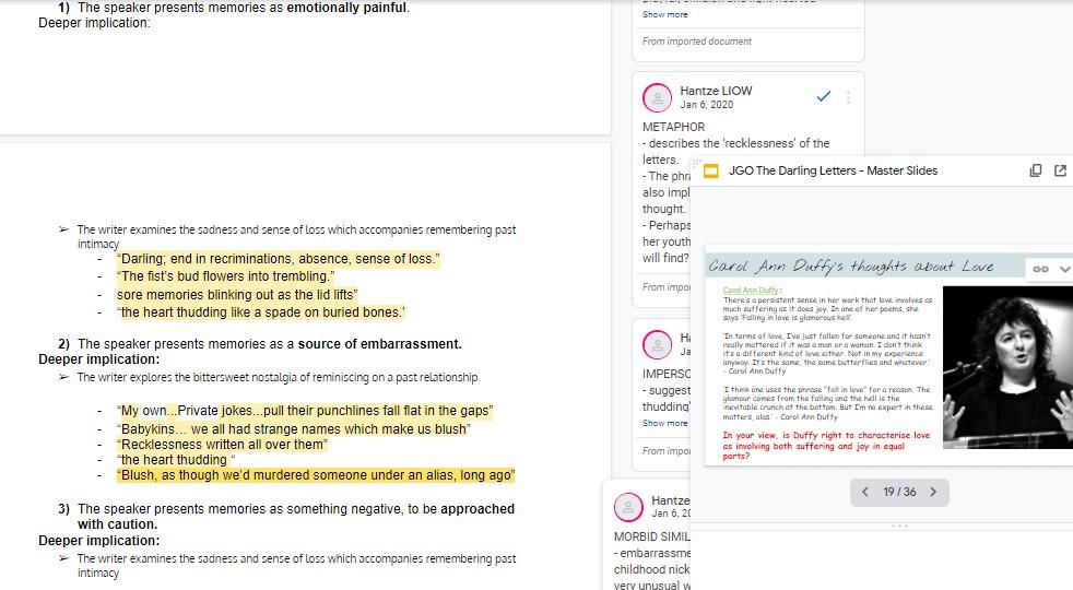 IGCSE English Literature Poetry: The Darling Letters (Duffy) Notes ...