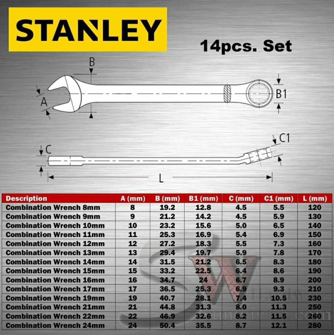 ORIGINAL STANLEY 14pcs. Combination Wrench Set, Furniture & Home Living ...