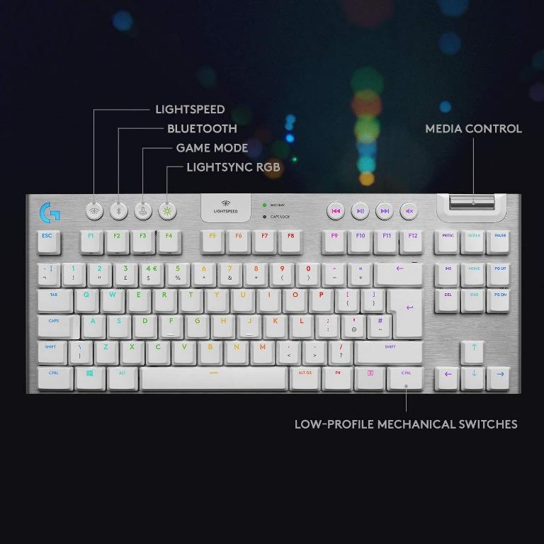 Logitech G915 TKL White (Tactile ONLY) Tenkeyless Lightspeed Wireless ...