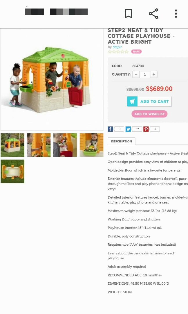 Step2 Cottage Playhouse, Babies & Kids, Baby Nursery & Kids Furniture ...