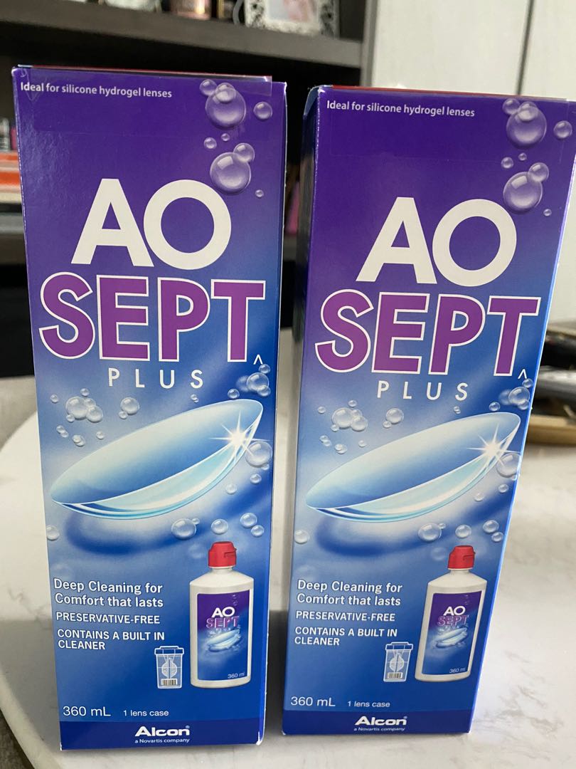 2 bottles AOSept Plus Hydrogen Peroxide for contact lens (EXP AUG21), Health & Nutrition, Health ...