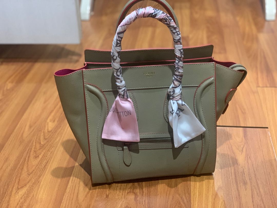 Celine micro pink trim etoupe color, Barang Mewah, Tas & Dompet di Carousell
