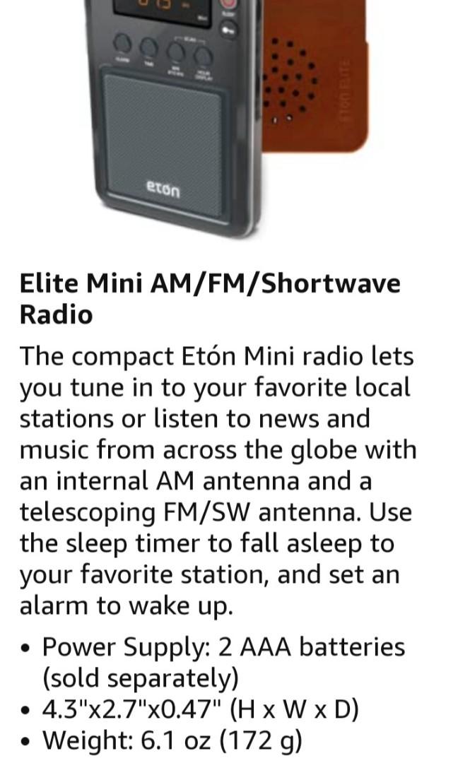 Eton Elite Mini Compact Pocket AC DC Digital Stereo Am Fm Sw Radio with ...