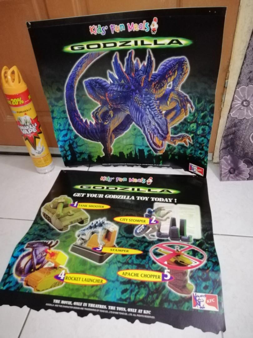 Kfc GODZILLA Kid's Fun Meals 1998 Poster Flyer not Toy, Jurassic ...